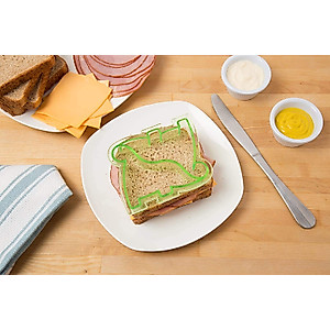 Sandwich Cutters for Kids, 4 pk - Cute Bread Crust & Cookie Cutters with Butterfly, Star, Dinosaur & Elephant - Great for School Lunches and Home Baking