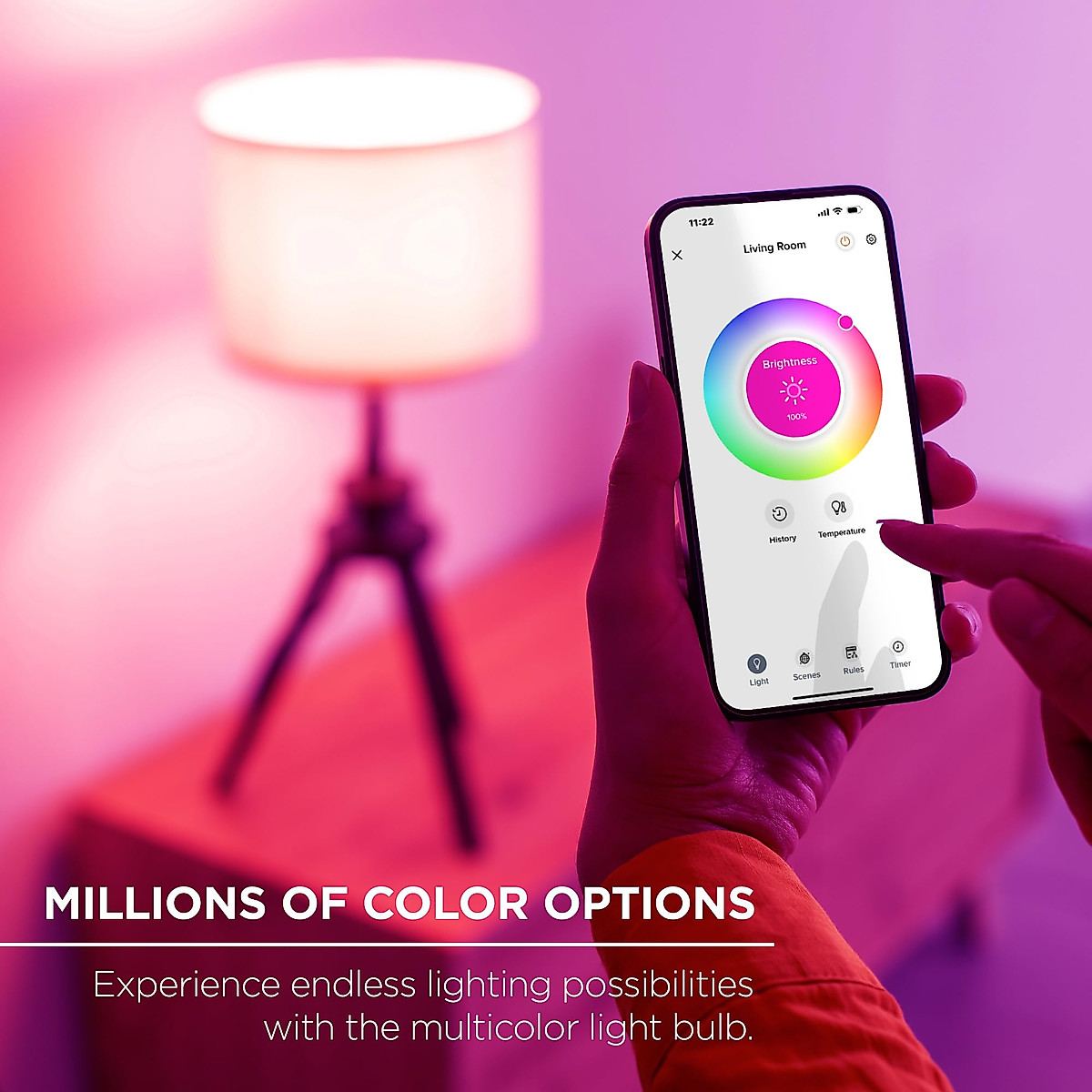 Merkury Smart Light Bulbs, 800 Lumen, WiFi RGBWW Color Changing LED Bulbs, Compatible with Alexa & Google Home, Dimmable Multicolor A19 Bulbs, No Hub Required, 6-Pack