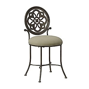 Hillsdale Furniture Marsala Vanity Stool, Gray with Brown highlighting with Cream Fabric
