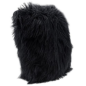 Diamond Sofa Dual-Sided Faux Fur Square Accent Pillow in Black Ombre - 18"