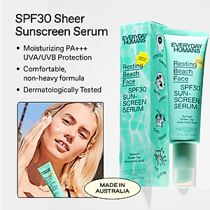 Everyday Humans Resting Beach Face SPF 30 | Travel Sunscreen | Daily SPF Moisturizer Face | Use as Makeup Primer for Face Makeup | Travel Size Sunscreen | Face Moisturizer with Hyaluronic Acid Serum
