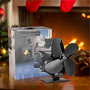 4-Blade Heat Powered Stove Fan, Fireplace Fan with Designed Silent Operation Circulating Warm Air Saving Fuel Efficiently for Home/Wood/Log Burner/Fireplace