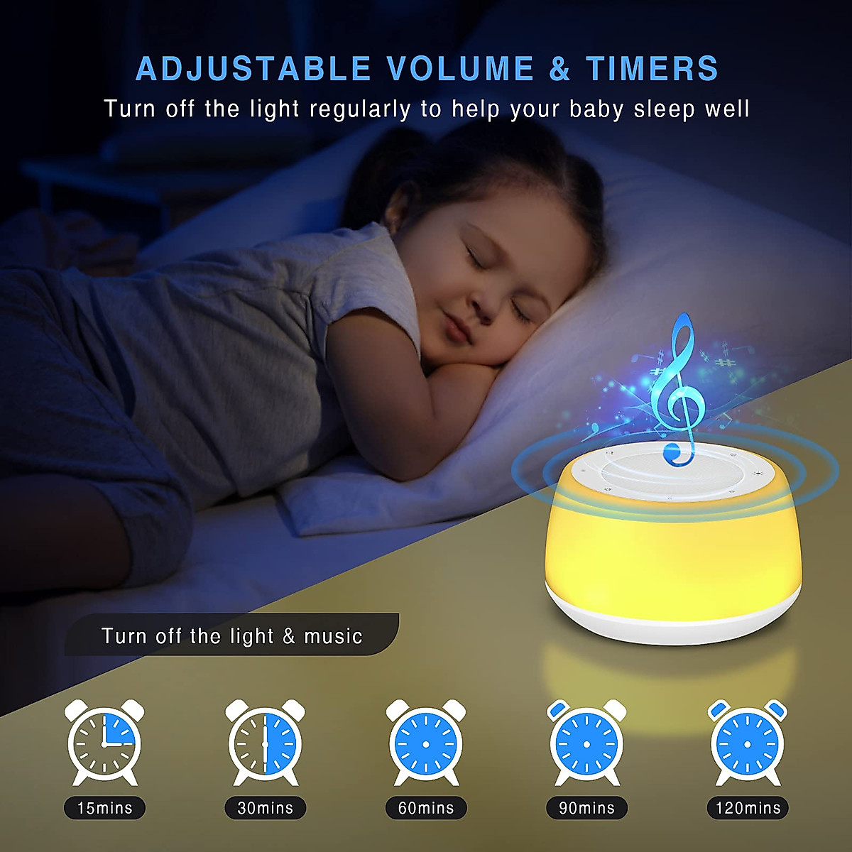 White Noise Sound Machine with Adjustable Night Light, Timer & Memory Features | Sleep Sound Machine with 16 Soothing Sleep Sounds for Babies & Adults | Sleep Therapy at Home & While Travelling