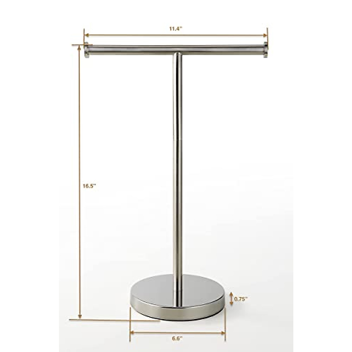 SunnyPoint Elite Heavy Weight Countertop Hand Towel Rack and Accessories Jewelry Stand; 16.5" Height (Satin Nickel, Stainless Steel Base)