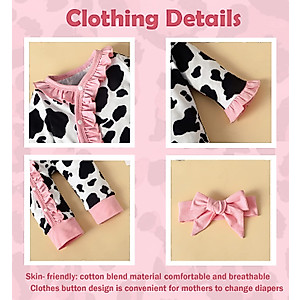 Happidoo Newborn Cow Print Clothes Romper Baby Girl Cow Outfit Jumpsuit (White,0-3 Months)