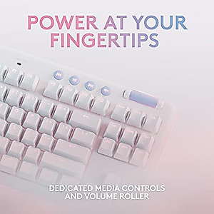 Logitech G715 Wireless Mechanical Gaming Keyboard with LIGHTSYNC RGB, LIGHTSPEED, Clicky Switches (GX Blue), and Keyboard Palm Rest, PC/Mac Compatible - White Mist