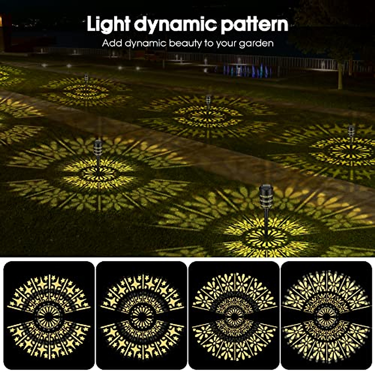 ZLIWRAL Solar Outdoor Lights Garden, 8 Packs Dynamic Pattern Solar Lights,2 Changeable Patterns Pathway Lights,Waterproof Solar Powered Landscape Path Lights for Lawn Walkway Yard Decorative