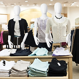 SHAREWIN Mannequin Torso with Stand Female Half Body Dress Form Plastic Detachable Manikin Stand Height 30”-46” High Stability Metal Base, White (Female)