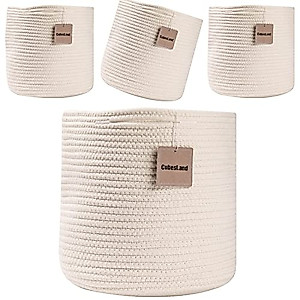 CubesLand Woven Baskets for Organizing /Storage 11x11'' for Cube Storage Organizer/Shelves,Cube Shelves Cloth Closet Basket Bins, Rope Storage Bins 4 Packs Off White