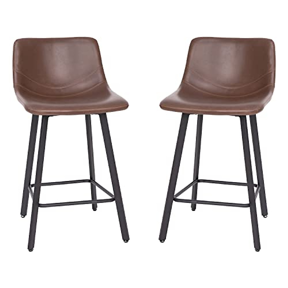 Flash Furniture Caleb Modern Armless 24 Inch Counter Height Stools Commercial Grade w/Footrests and Matte Metal Frames, Set of 2