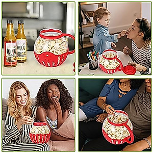 MMUGOOLER Glass Microwave Popcorn Popper, 2.25QT Original Popcorn Jar with Silicone Lid, BPA Free, Dishwasher Safe- Red