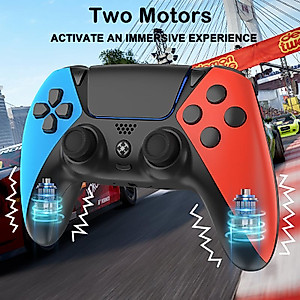 Wireless Controller for PS4 Controller,Wiv77 Ymir Elite Gaming Controller Compatible with Playstation 4 Controller with Turbo/Mapping Buttons/1200mAH Battery,Scuf Controller for Kids/Men/Women,BlueRed
