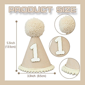 1st Birthday Highchair Banner Decorations For First Boys Khaki Cone Hat With One Cake Topper Photo Backdrop