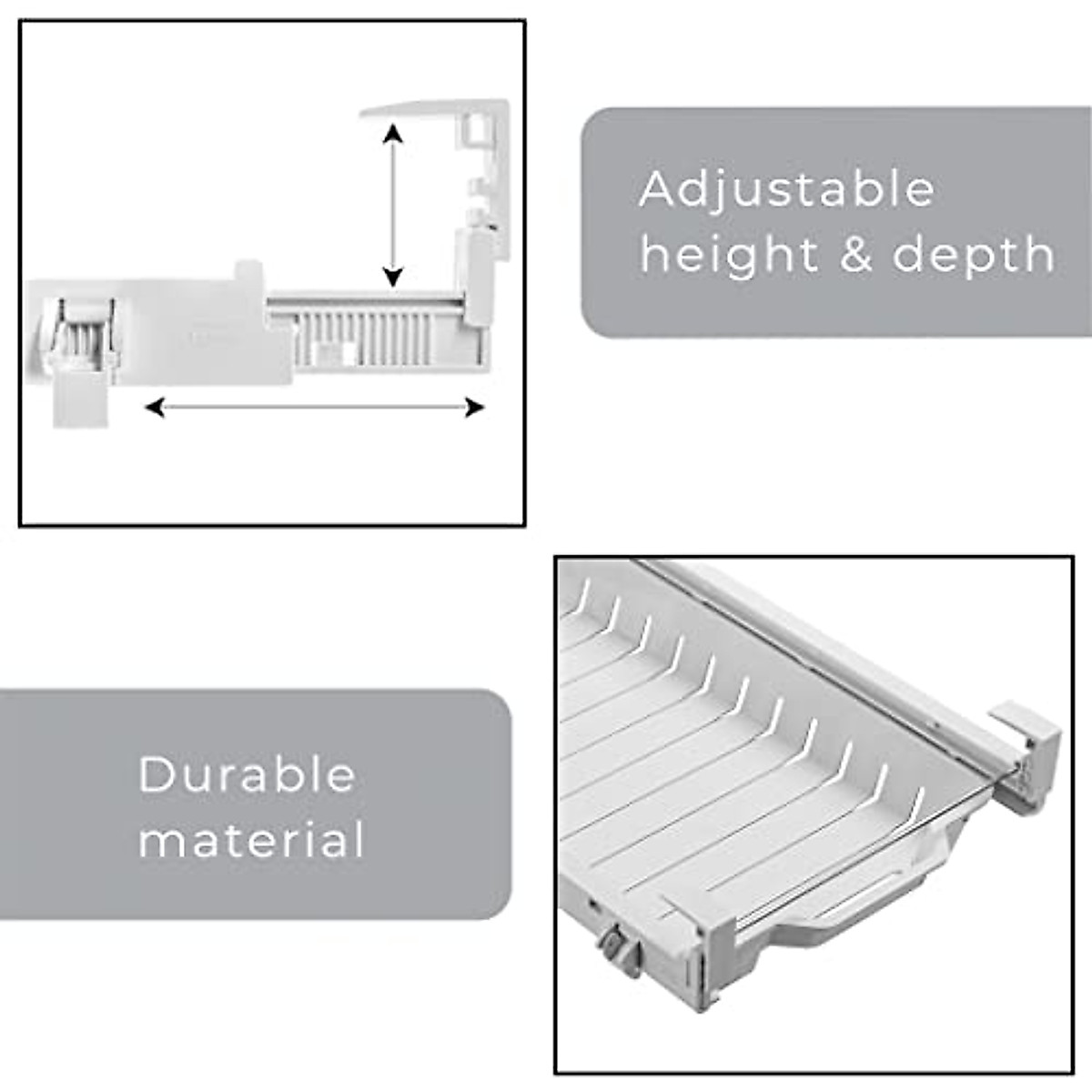 Smart Design Hanging Zip Bag Pull Out Refrigerator Drawer - BPA Free Plastic - Holds 11 Bags + Containers - Fridge, Freezer, Pantry Food Storage - Adjustable Extendable Organizer Kitchen - Clear