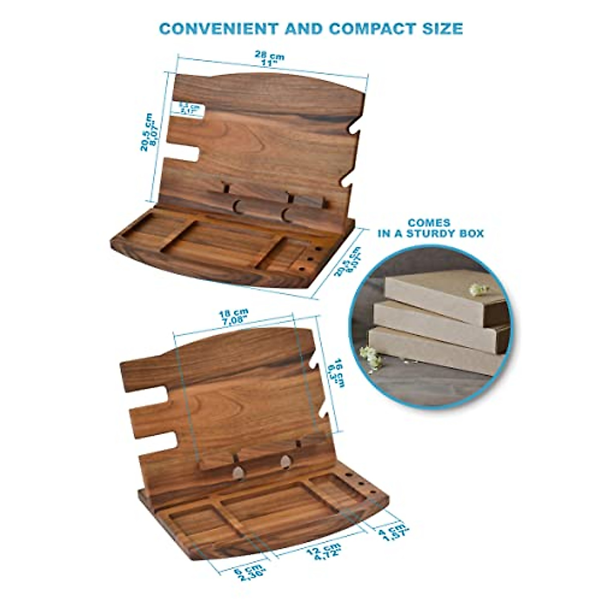 TESLYAR Natural Walnut Wood Phone Docking Station Phone Key Holder Wallet Stand Watch Organizer Men Husband Wife Anniversary Dad Birthday Nightstand Purse Father Graduation