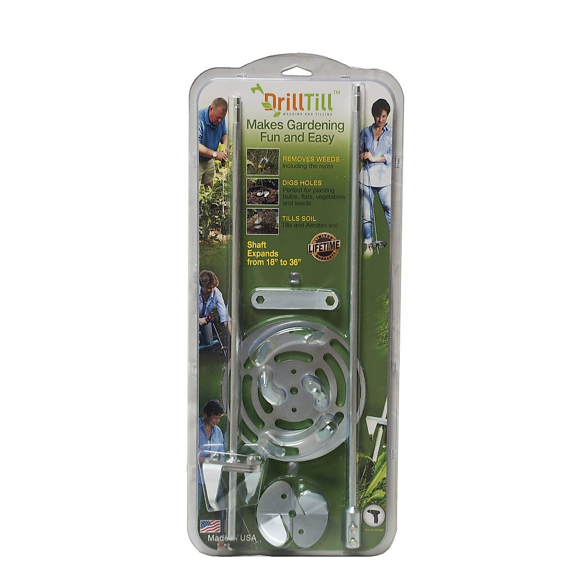 Drill Till, 3 in 1, Smartest Gardening Tools for Weeding, Tilling and Bulb Planting| Includes Hole Digger for Plants, Weeding Tool, 2 Rods & Tiller for Gardening| Use with Cordless Drill/Screwdriver