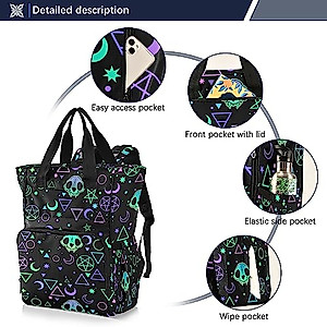 MNSRUU Diaper Bag Magic Skulls Diaper Bag Backpack Multifunction Travel Diaper Bag Tote Large Capacity Diaper Changing Backpacks for Moms Dads