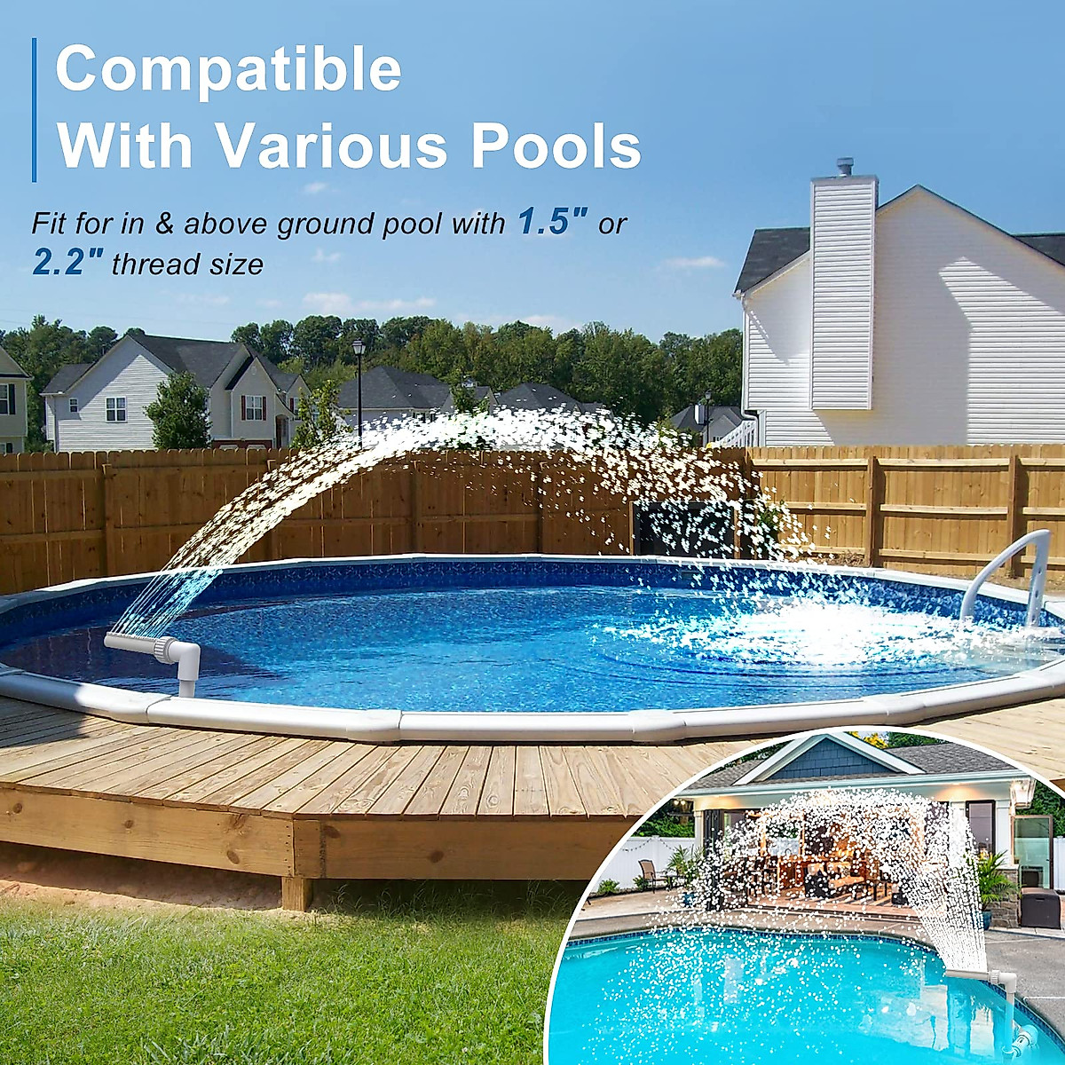 Pool Waterfall Spray Pond Fountain - Water Fun Sprinklers Above In ...