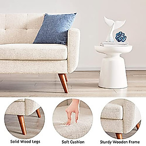 Tbfit 65" W Loveseat Sofa, Mid Century Modern Decor Love Seats Furniture, Button Tufted Upholstered Love Seat Couch for Living Room (Cream Beige)