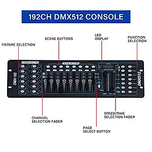 TCFUNDY DMX 512 Controller, 192 Channel DMX Light Controller Stage Lighting Console for Party DJ Disco Lights Show Night Club