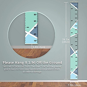 Growth Chart Wall Hanging, Portable Kids Wall Ruler Removable Height Measure Chart for Boys Girls Growth Ruler from Baby to Adult for Child's Room Decoration 79''7.9''