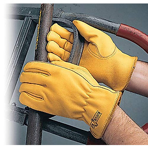 Galeton Rough Rider Premium Leather Driver Gloves With Elastic Back Gold, Large (25001PR-L)