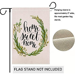 LHSION Home Sweet Home Garden Flag 12.5 x 18 Inch Vertical Double Sided Burlap Flag for Spring Summer Seasonal House Yard Decor