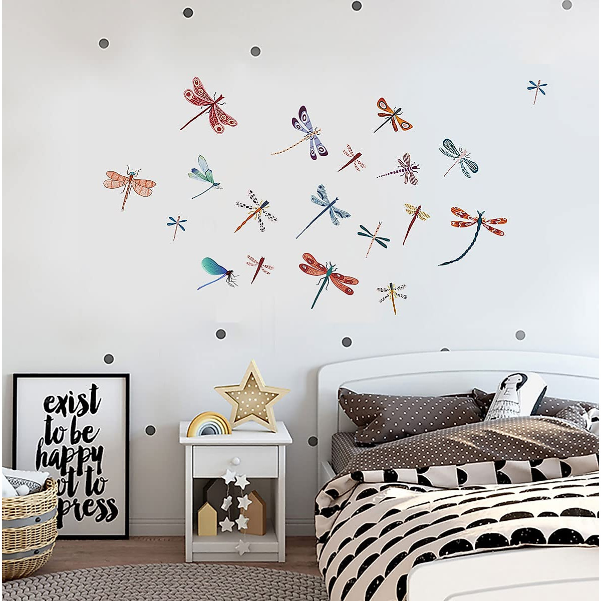 Watercolour Dragonfly Wall Decals，Dragonfly Sticker for Nursery，Lovely Animal Window Clings Decoration Wallpaper Mural for Kid’s Room Classroom School