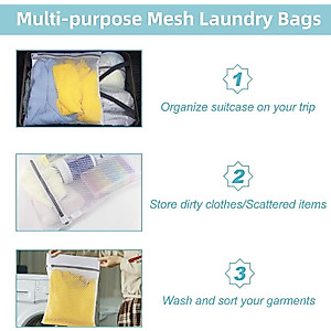 3Pcs Durable Fine Mesh Washer Bags For Delicate Clothes. Suitable For Full-size Washing Machines and Portable Washing Machines, 12 x 16 inches (XYD-6)