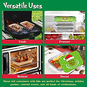 Biawoy 24Pcs Christmas Aluminum Foil Containers with Lids, Christmas Cookie Tins with Lids, Christmas Treat Containers Holiday Gift Giving and Food Storage Containers, Disposable Leftovers Containers