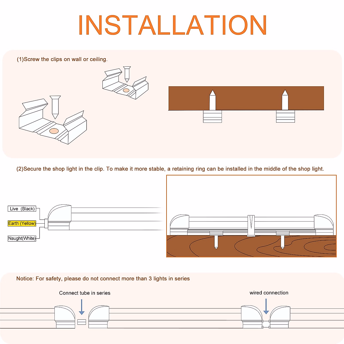 ONLYLUX 8ft LED Shop Light - 90W 12000lm 5000K, 8 Foot Led Shop Light Fixture, V Shape Bulbs for Garage, 8 ft Led Lights, Plug and Play (10 Pack)