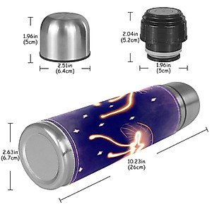 Stainless Steel Leather Vacuum Insulated Mug Jellyfish Thermos Water Bottle for Hot and Cold Drinks Kids Adults 16 Oz