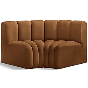 Meridian Furniture 103Saddle-S2B Arc Collection Modern | Contemporary Modular Sofa with Soft Saddle Velvet, Deep Channel Tufting, Modular Design, 60 W x 33 D x 30 H, Saddle