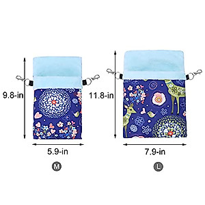 Wontee Small Pet Sleeping Pouch Sleep Bag Warm Bed Hideout for Hamsters Hedgehogs Sugar Gliders Squirrels (L, Blue Elk)