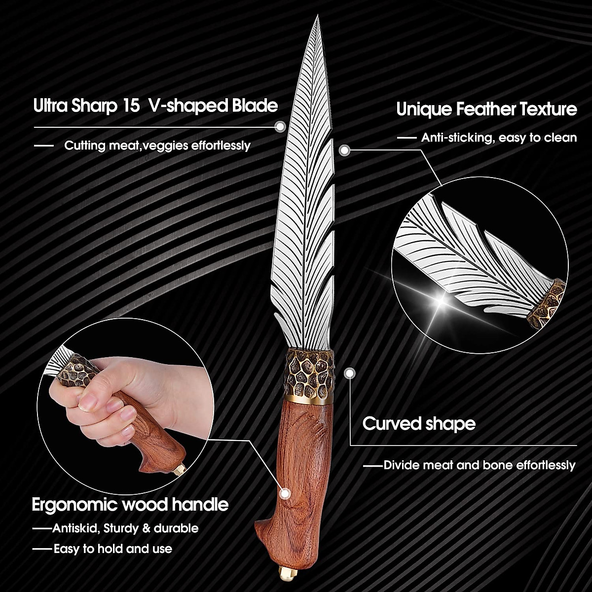 Golden Bird 5.5" Viking Knife & 7" Feather Knife
