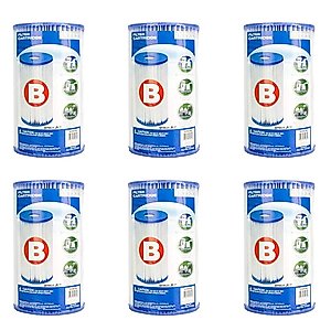 Intex Corp Type B Pool Filter Cartridge (6pk) - 59905 Filters Value Pack- for Use with Pumps: 56633, 56634, 56621, 56622, 56611, 56612