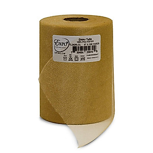 Expo International Premium Shiny Tulle Spool of 6-inch X 100 Yards | Light Gold