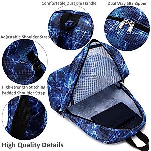 Meisohua Mesh Backpack for Boys Lightning Blue School Backpack for Kids Boys 2 in 1 Set See Through Casual Backpack for Teen Boys Girls