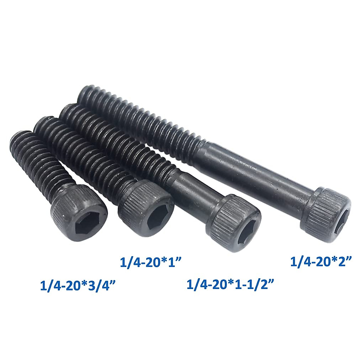 DGOL 40 pcs 1/4-20 x 3/4 inch Black Socket Head Screws Bolt, Grade 12.9 Super Hard Carbon Steel Material, Fully Thread, Allen Socket Drive