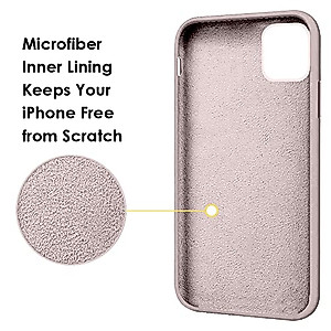 MOCCA Compatible with iPhone 13 Case 6.1 inch with Ring Kickstand | Liquid Silicone | Microfiber Liner | Anti-Scratch Full-Body Shockproof Protective Case for iPhone 13 Women Girl - Pink Sand