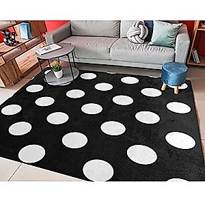 ALAZA Lovely Polka Dot Black Non Slip Area Rug 5' x 7' for Living Dinning Room Bedroom Kitchen Hallway Office Modern Home Decorative