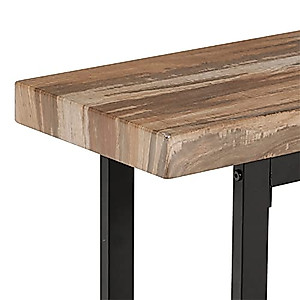 STHOUYN 59” Dining Bench Pair of 2 for 6-8 Person, Farmhouse Indoor Kitchen Table Benches, Bed Bench, Industrial Shoe Bench, Entryway Benches (Brown 2pcs)