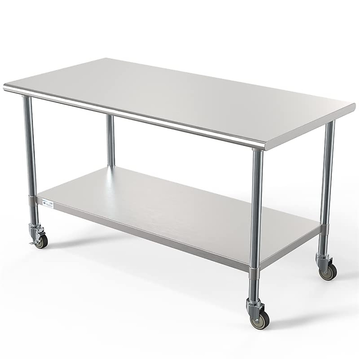 KoolMore Commercial 30” x 60” Stainless Steel Work Table Wheels Restaurant Home Use, Under Storage Shelf Food, Tools, Equipment, Hardware, Heavy Duty Metal Workspace (CT3060-18C), Silver, 30" x 60"