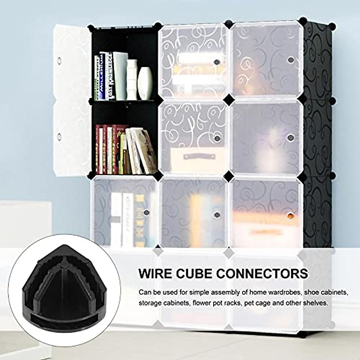 ARTIBETTER 20Pcs Cube Organizer Connector Plastic Cube Connector Wire Cube Connectors Closet Storage Organization (Black)