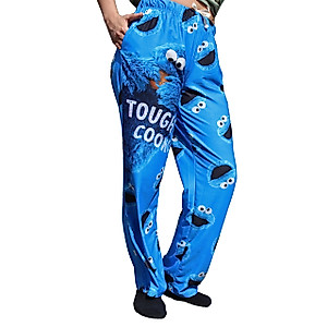 BRIEF INSANITY Lounge Pajama Pants for Men and Women | Sesame Street Cookie Monster Tough Cookie Graphic Print Pattern Bottoms - Comfy, Ultra Soft, Unisex Loungewear Pants (Tough Cookie, Medium)