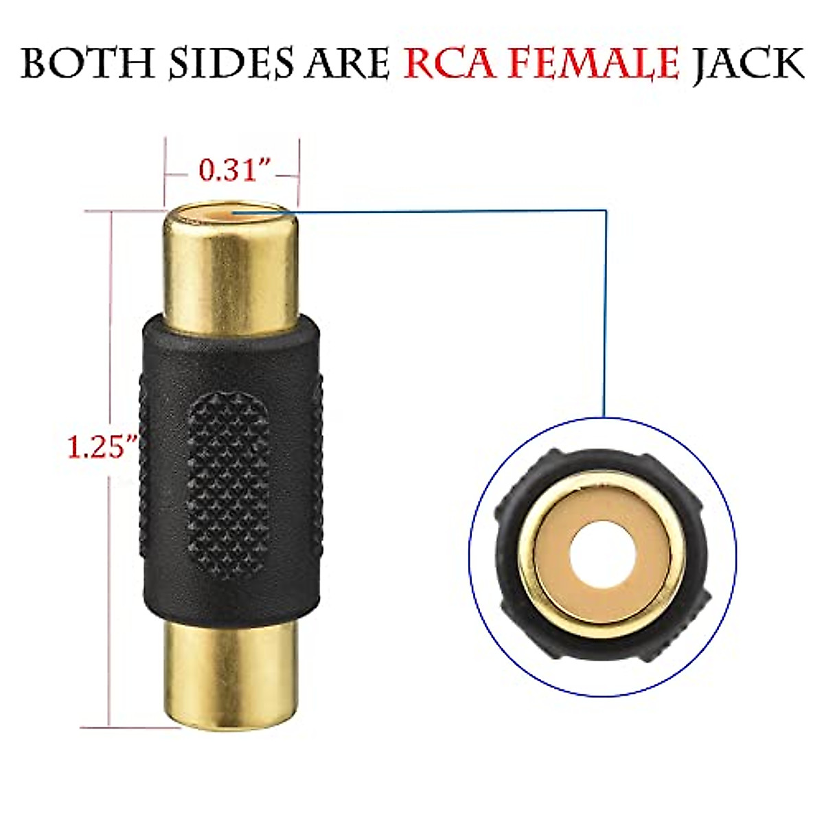Warmstor 20 Pack RCA Female to Female Coupler Audio Video Adapter Gold Plated, for Phono,Speaker,RCA Cable,Amplifier