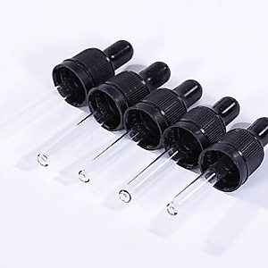 AkoMatial Transparent Empty Amber Glass Dropper Bottles Essential Oil Liquid Aromatherapy with Tapered Dropper Cap Tool Blue 30ml