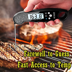 DUYKQEM Instant Read Digital Meat Thermometer (2 Pack) Waterproof Kitchen Cooking Food Thermometer with Probe Backlight & Calibration,Best Quick Grill Meat Probe for Grilling BBQ Smoker Chefs