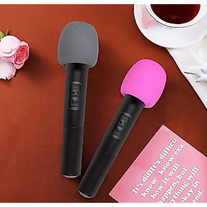 Fielect 2Pcs Microphone Covers Foam Mic Cover Handheld Microphone Windscreen Shield Mic Foam Filter Pink for KTV Broadcasting