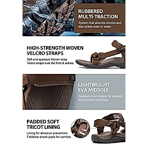 atika Men's Outdoor Hiking Sandals, Open Toe Arch Support Strap Water Sandals, Lightweight Athletic Trail Sport Sandals, Maya 2 Brown, 11